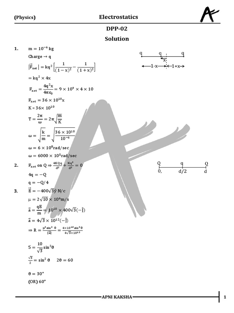 DPP - 02 (Solution) - Electrostatics | PDF