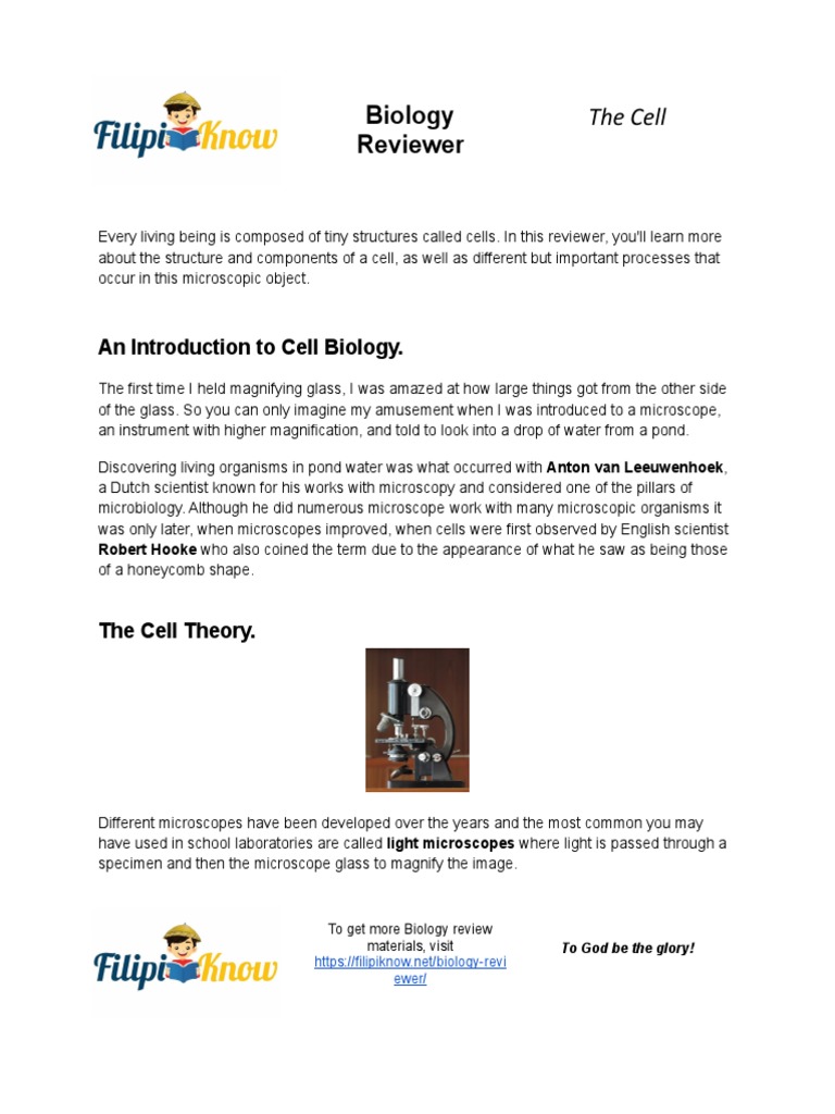 Biology Reviewer The Cell | PDF | Meiosis | Mitosis