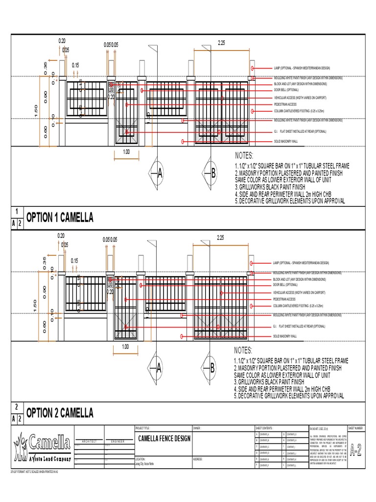 Camella Fence Design Specifications | PDF | Wall | Masonry