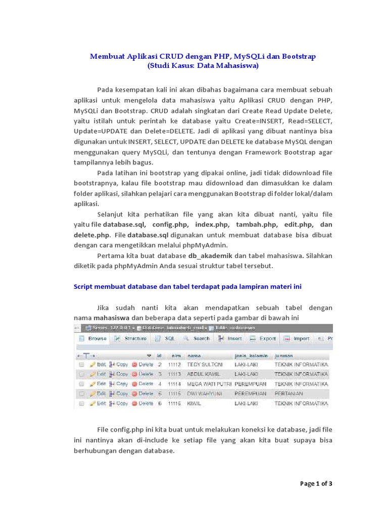 6 Membuat Aplikasi CRUD Menggunakan PHP MySQLi Dan Bootstrap | PDF
