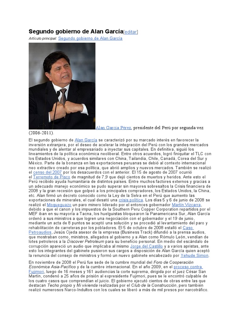 Segundo Gobierno de Alan García | PDF | Perú | América del Sur