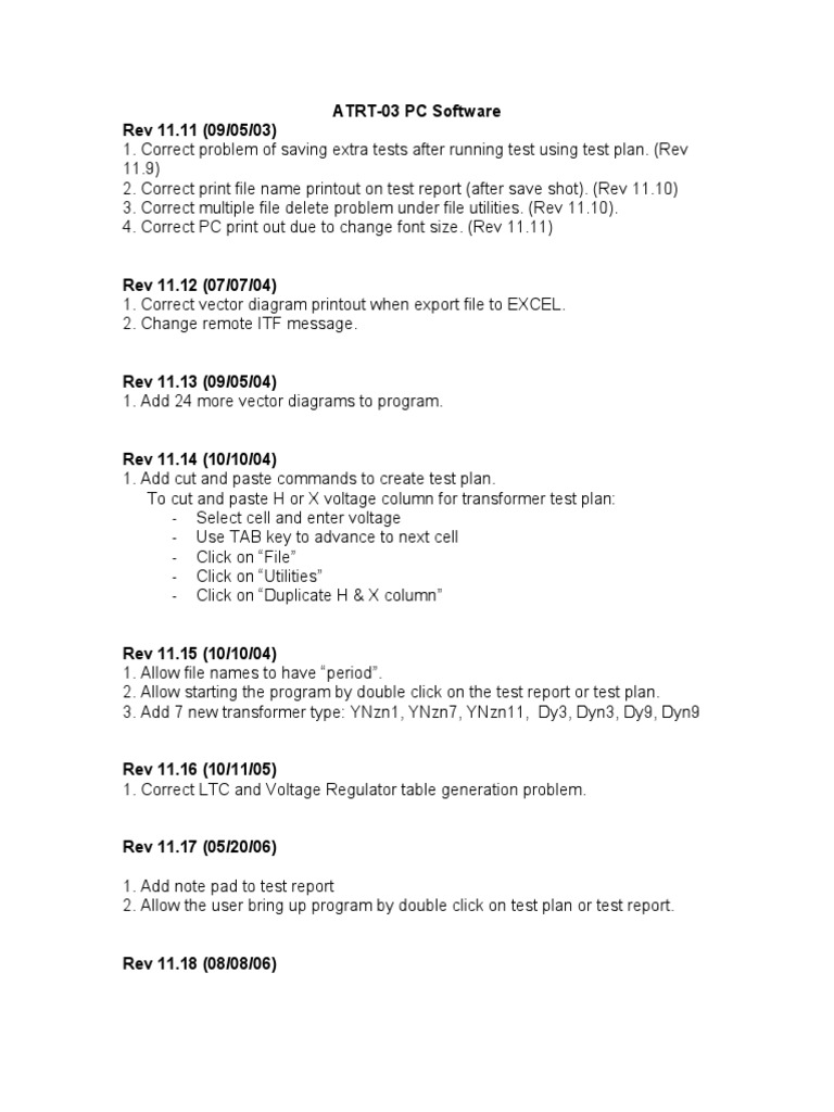 TTRA PC Software Log Rev 13.8 | PDF | Microsoft Excel | Computer File