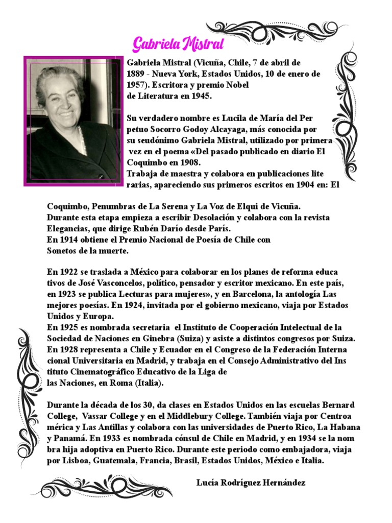 Biografía de Gabriela Mistral | PDF