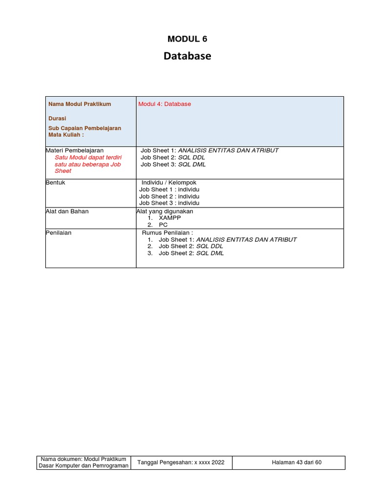 Modul Praktikum Dasar Komputer Dan Pemrograman - Database | PDF | Komputer