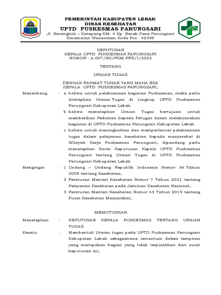 SK Uraian Tugas | PDF | Karier & Perkembangan | Bisnis