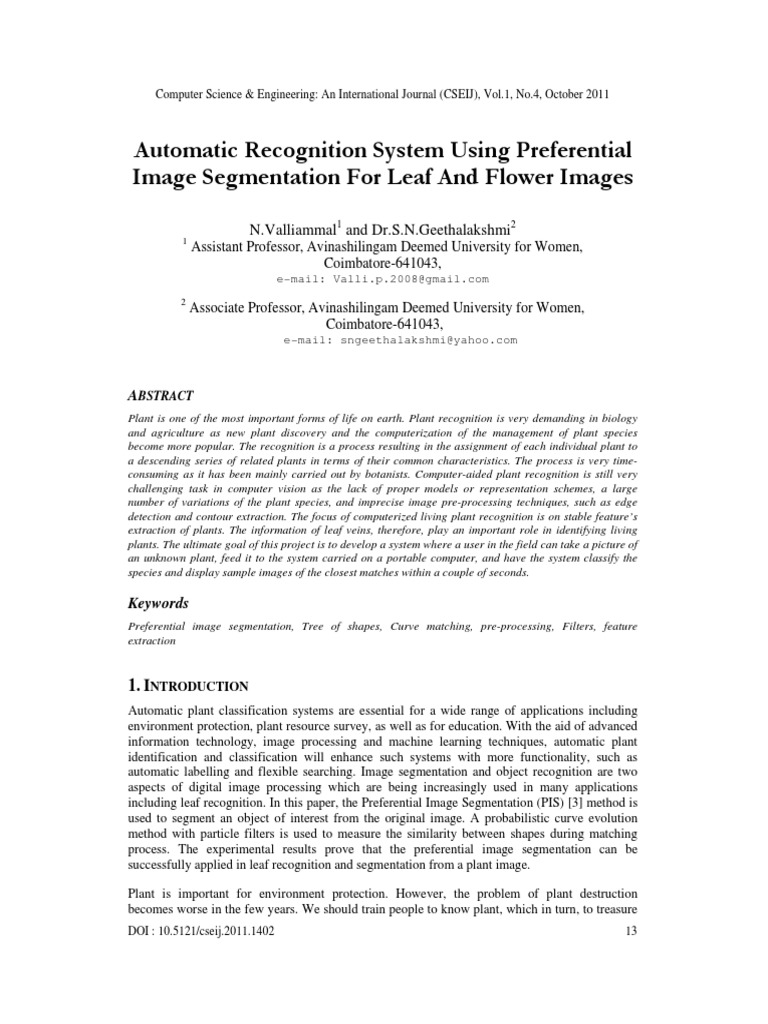 Automatic Recognition System Using Preferential Image Segmentation For ...