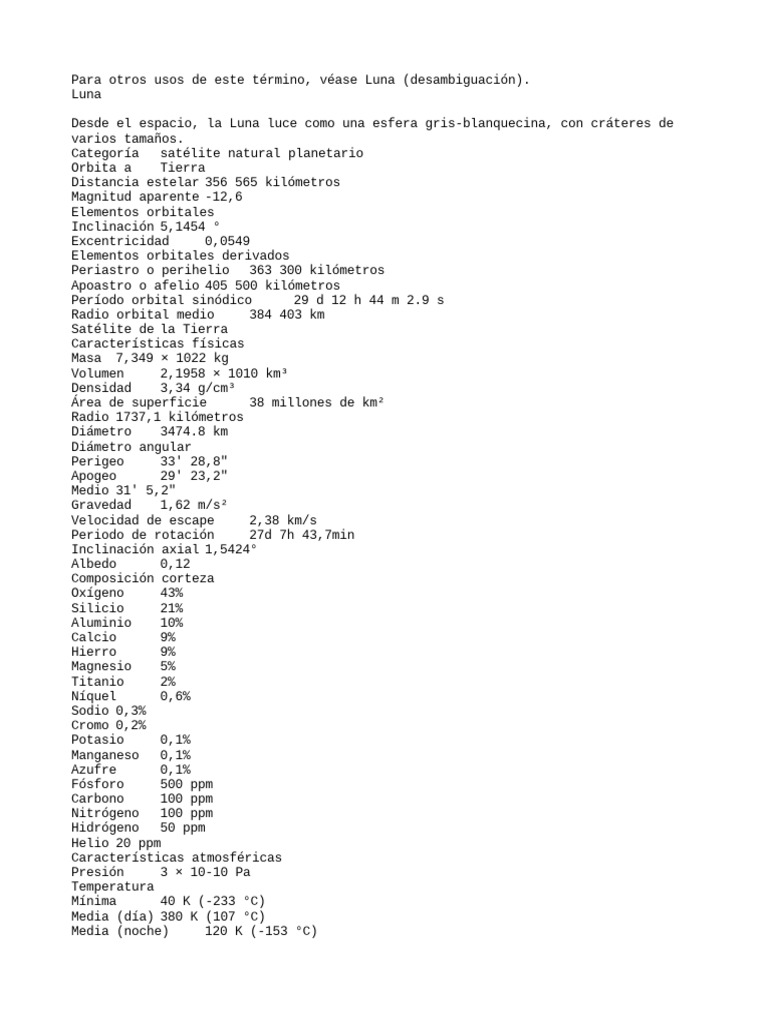 Historia y características de la Luna | PDF | Luna | Tierra