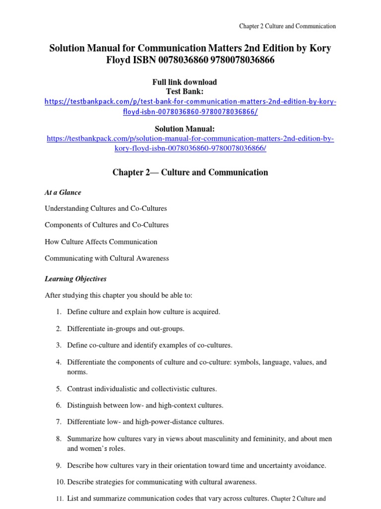 Communication Matters 2nd Edition by Kory Floyd ISBN Solution Manual ...