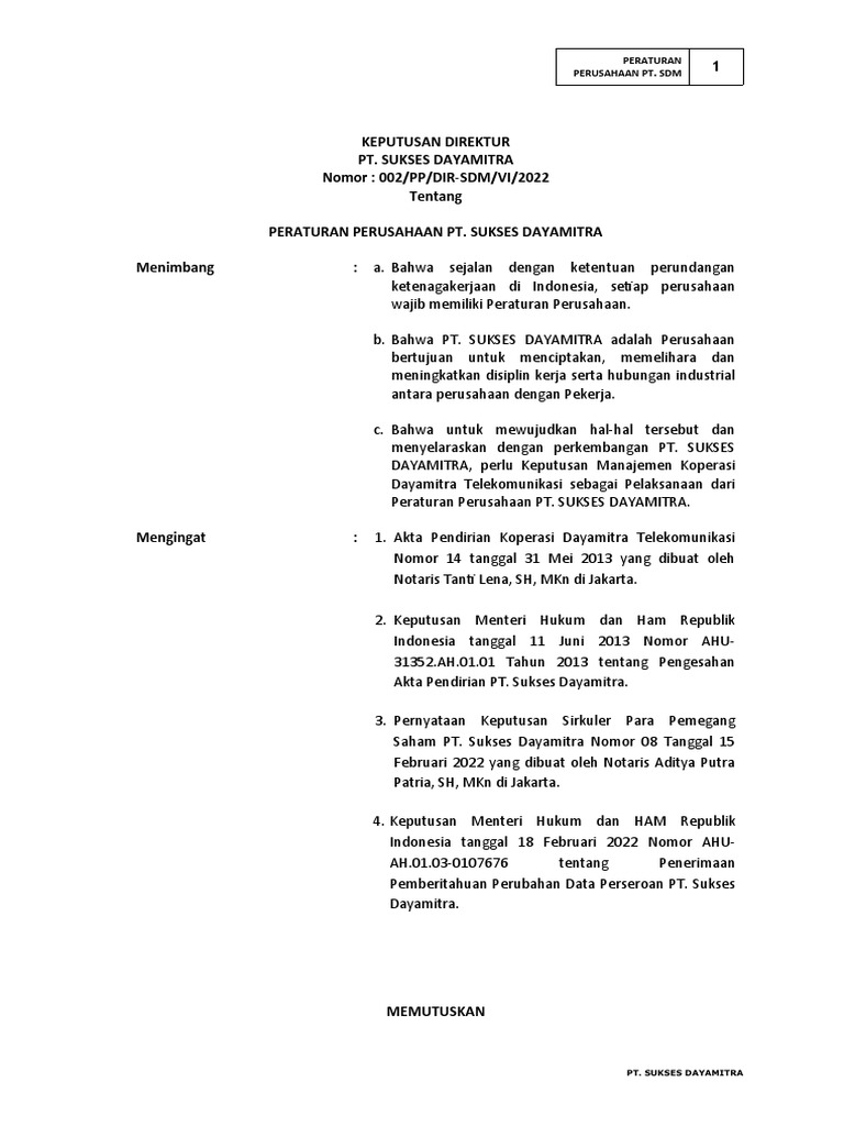 Draft PP SDM Revisi 19 Des 22 (Final) | PDF