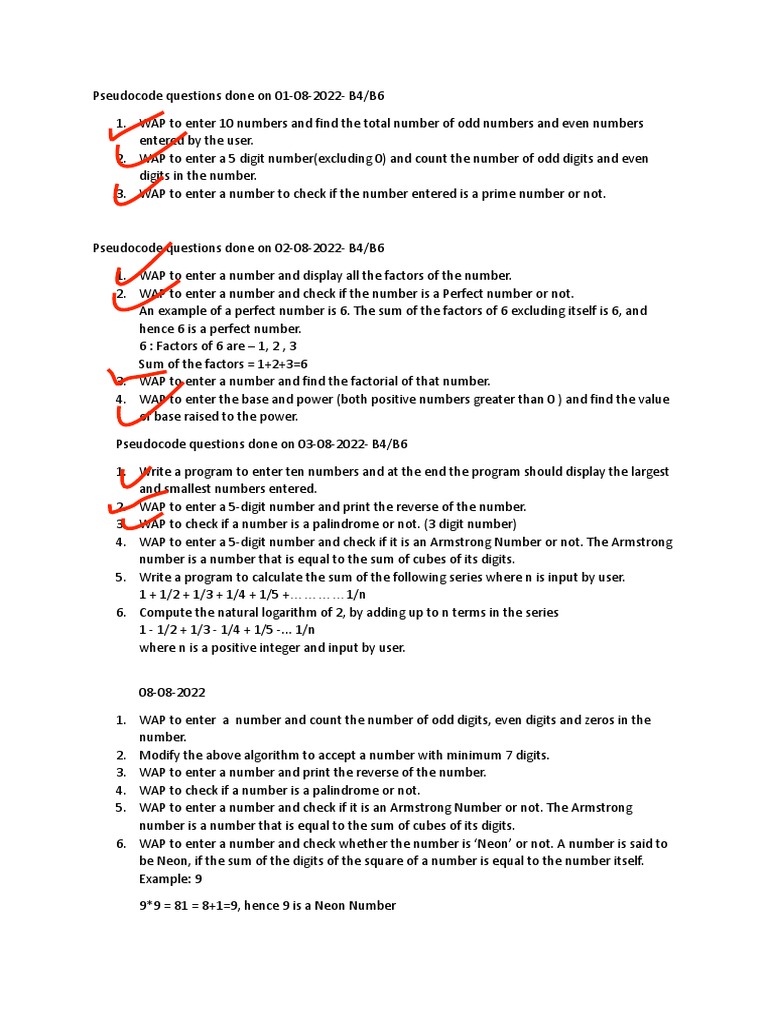 Pseudocode Questions | PDF | Numbers | Odds