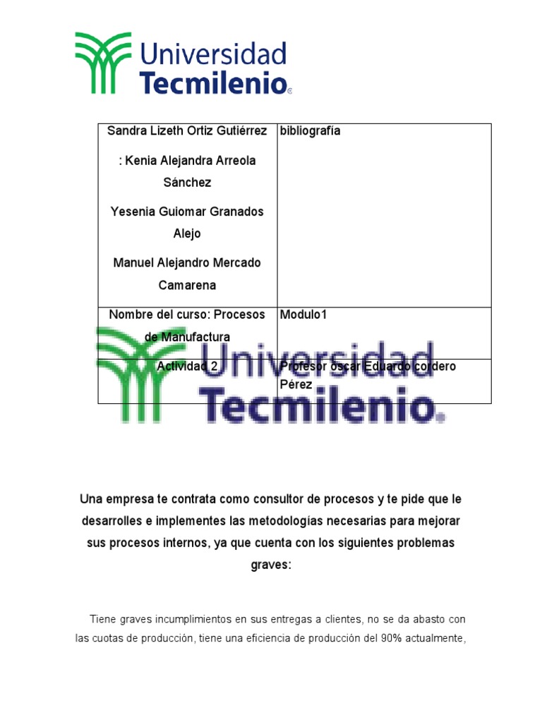 Actividad 2 Equipo | PDF | Lean Manufacturing