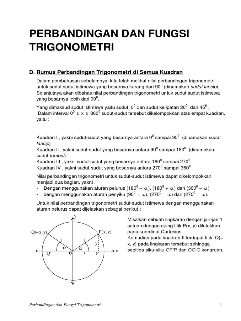Rumus Perbandingan Trigonometri Kuadran | PDF