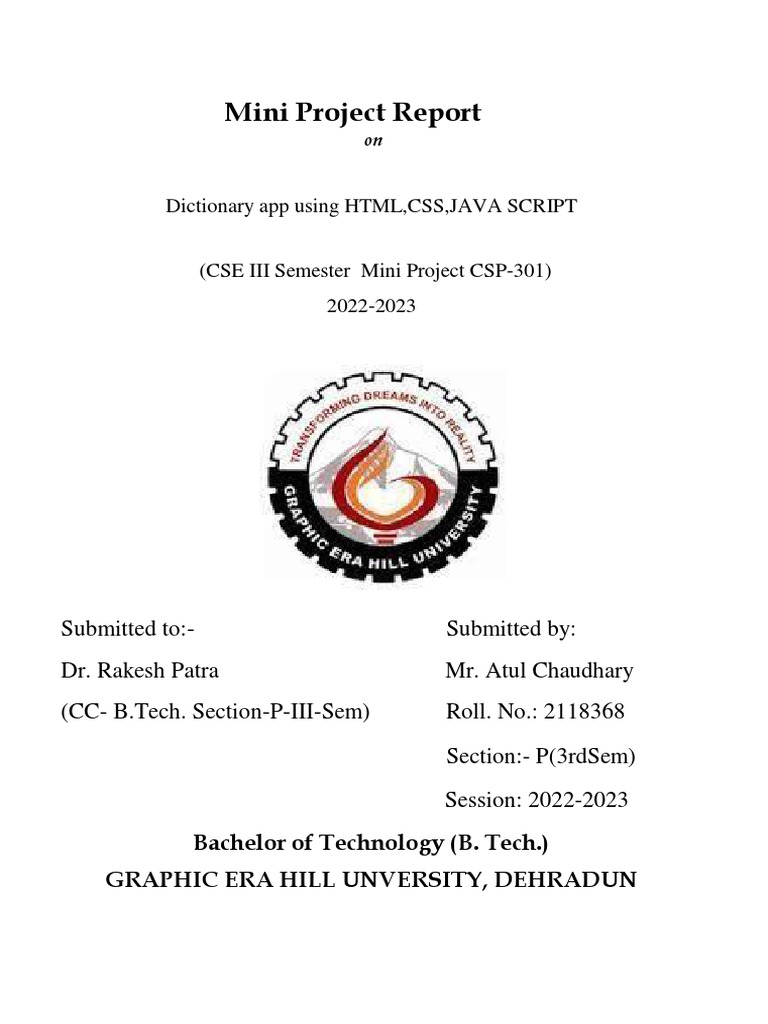 Mini Project Report | PDF | World Wide Web | Internet & Web