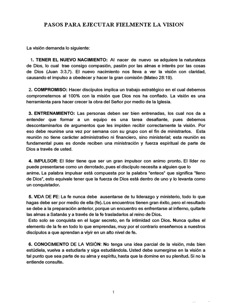 Pasos para Ejecutar La Vision.... | PDF | Jesús | Dios