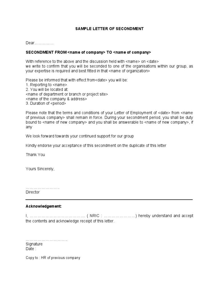 9.Letter Of Secondment | PDF
