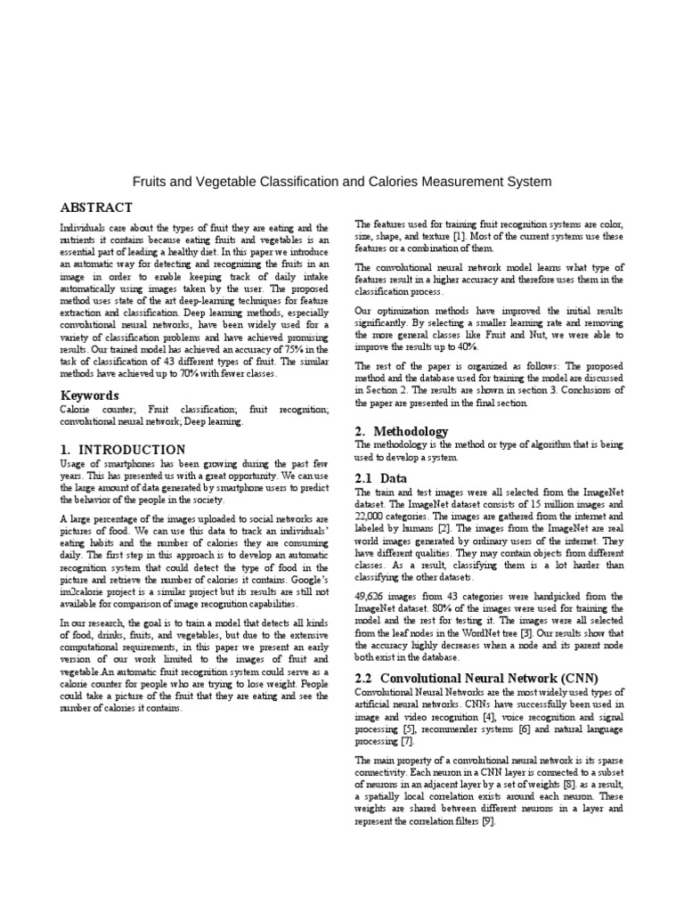 Fruit and Vegetable Recognition System | PDF | Deep Learning | Cognitive Science