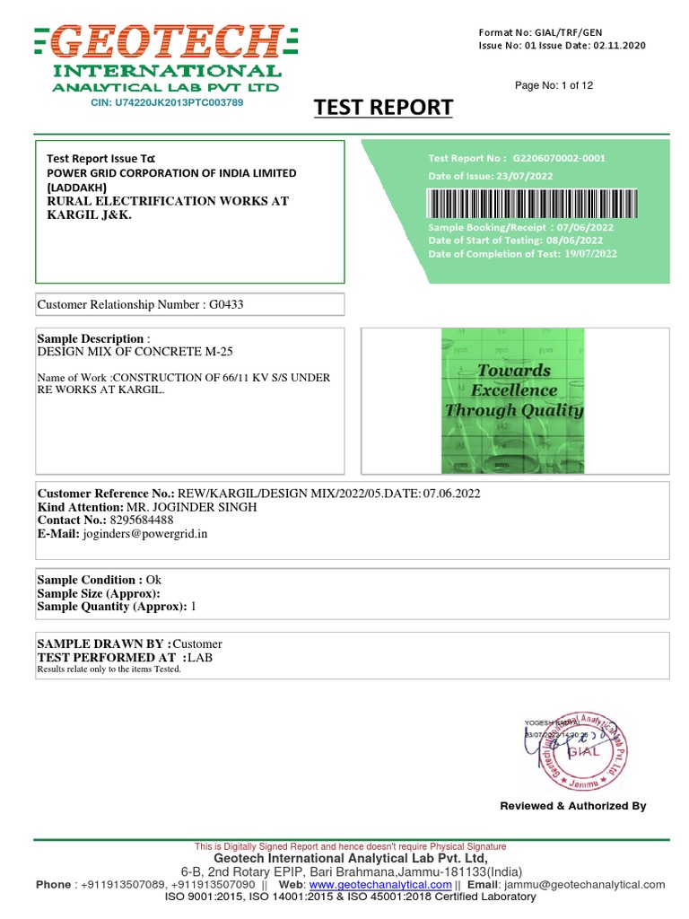 G2206070002 0001 Test Report | PDF | Concrete | Materials