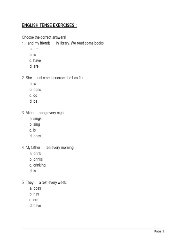 English Tense Practice for Learners | PDF | Art