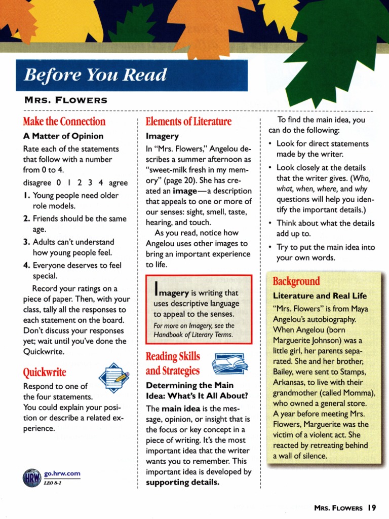 Mrs Flowers Text | PDF