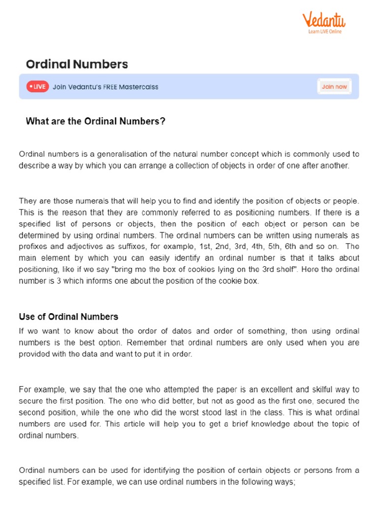 Ordinal Numbers | PDF