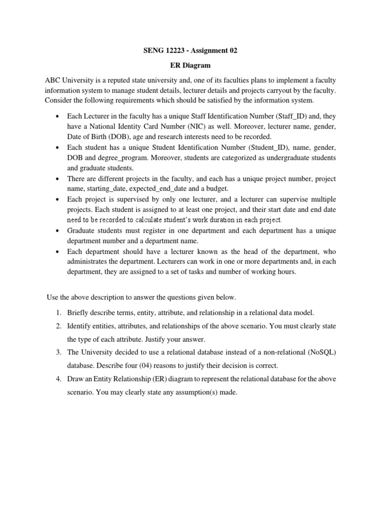 ER Diagram assignment | PDF