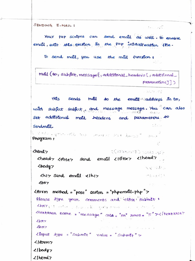 PHP NOTE (Sending E-Mail) | PDF