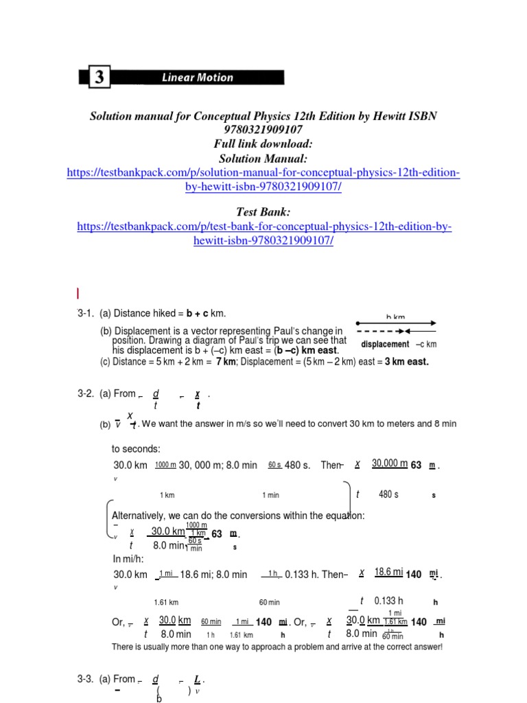 Conceptual Physics 12th Edition by Hewitt ISBN Solution Manual | PDF ...