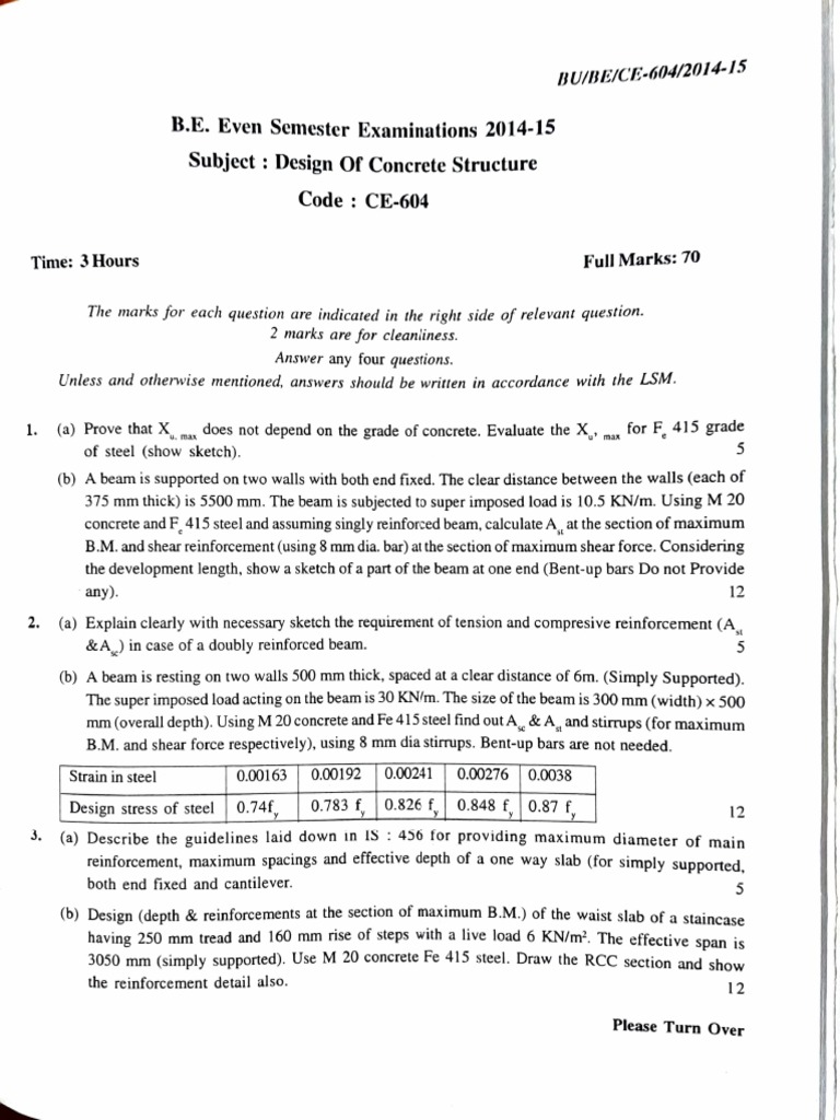 Design of Concrete Structure | PDF | Beam (Structure) | Deformation ...
