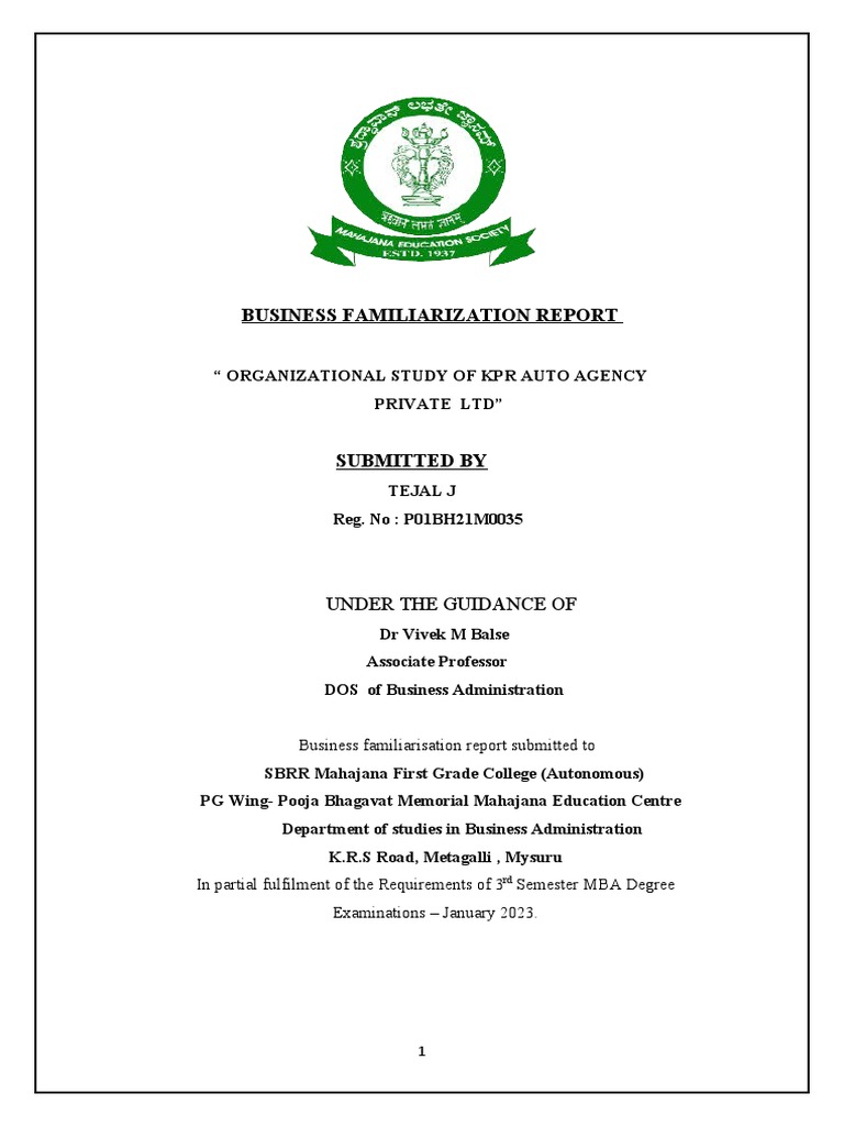 Business Familiarization Report | Download Free PDF | Vehicles | Motor ...