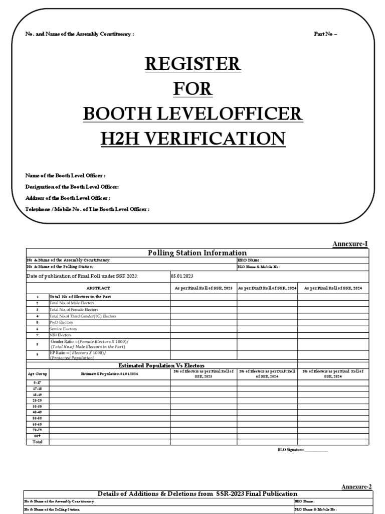 BLO Sample Formats - 2024 | PDF | Governance | Elections