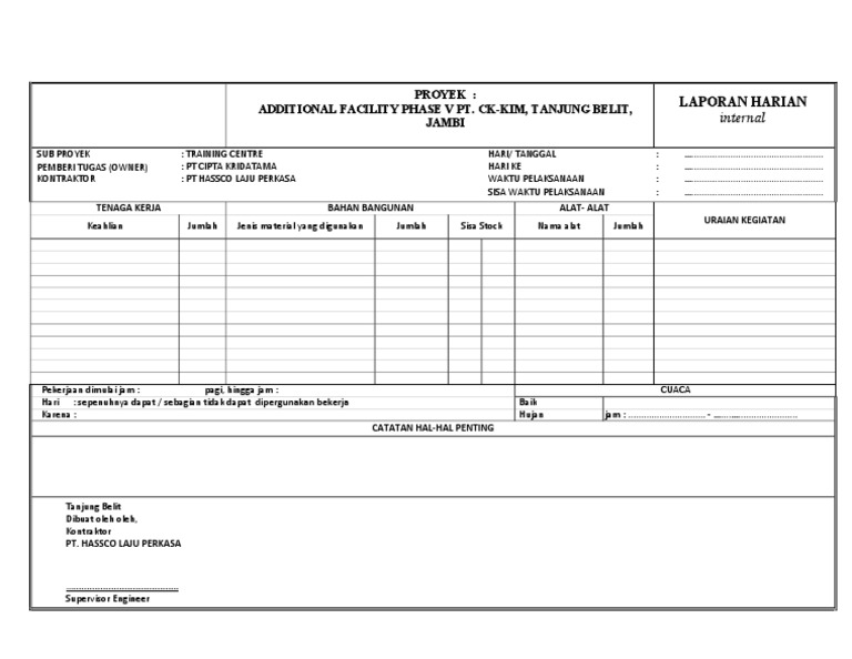 Form Laporan Harian | PDF