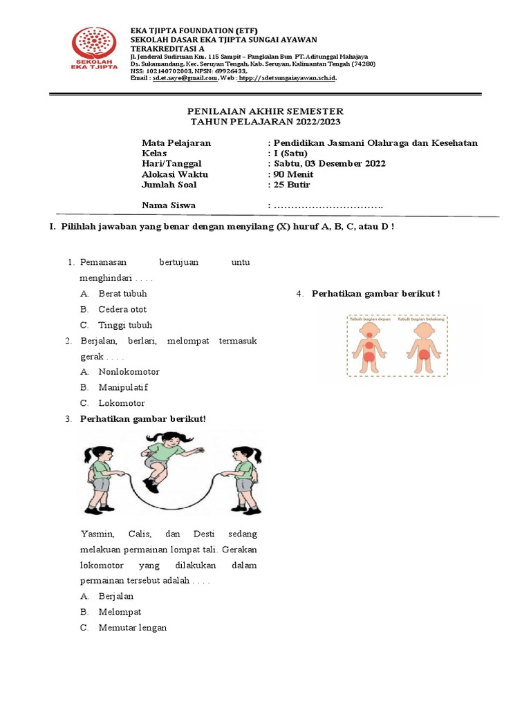 Soal Pas Kelas 1 | PDF