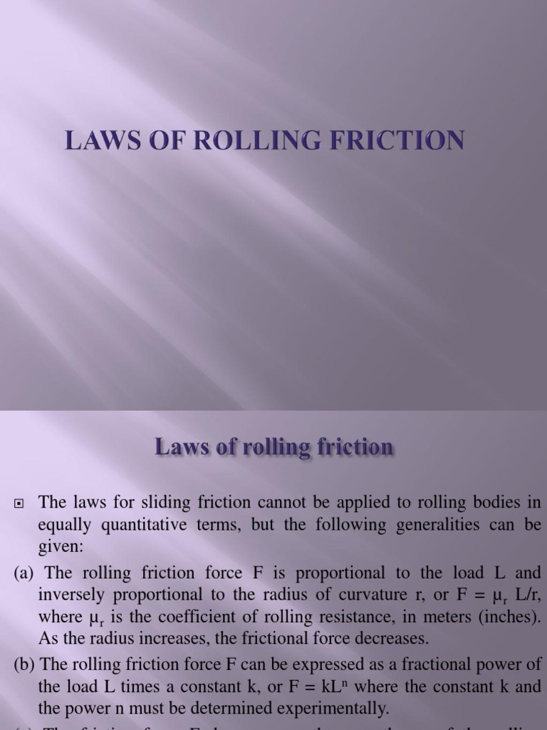 Laws of Rolling Friction1 | PDF | Friction | Force