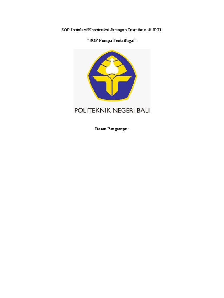 Sop Kerusakan Pompa | PDF