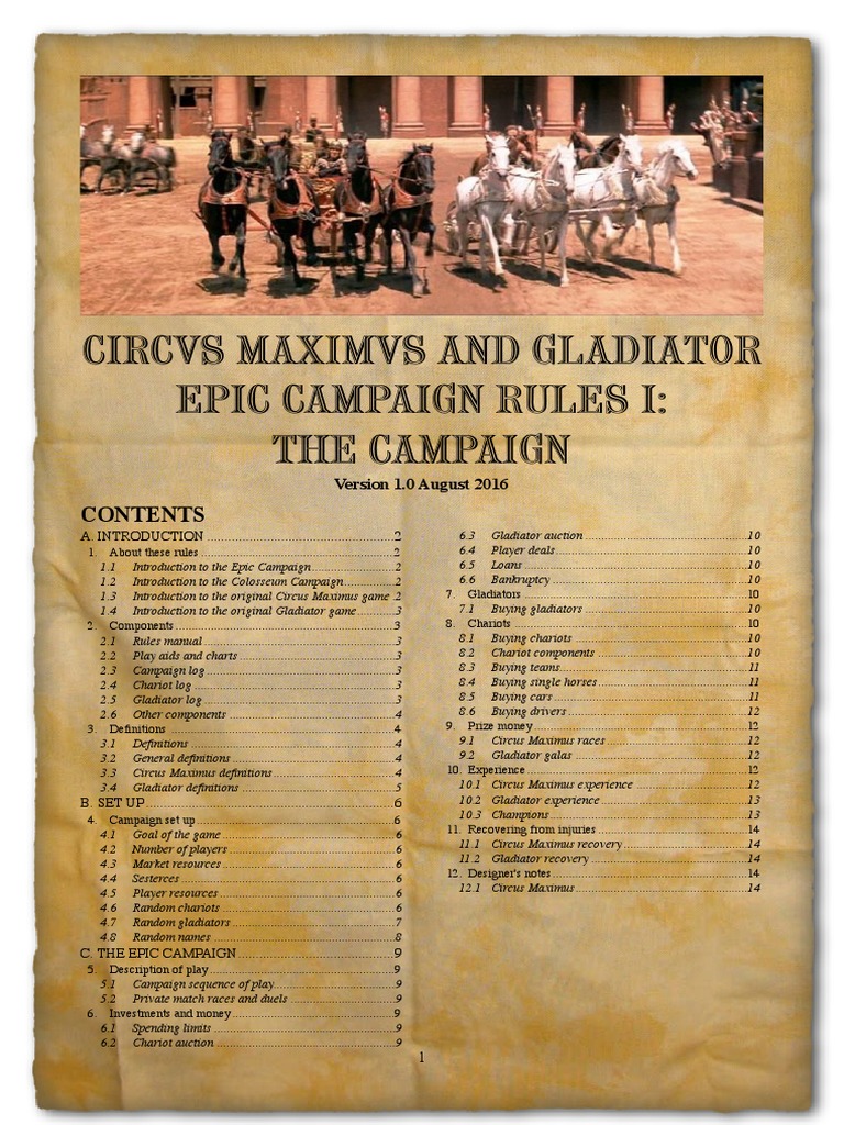 Circus Maximus - 05 Epic Campaign Rules I - The Campaign | PDF ...