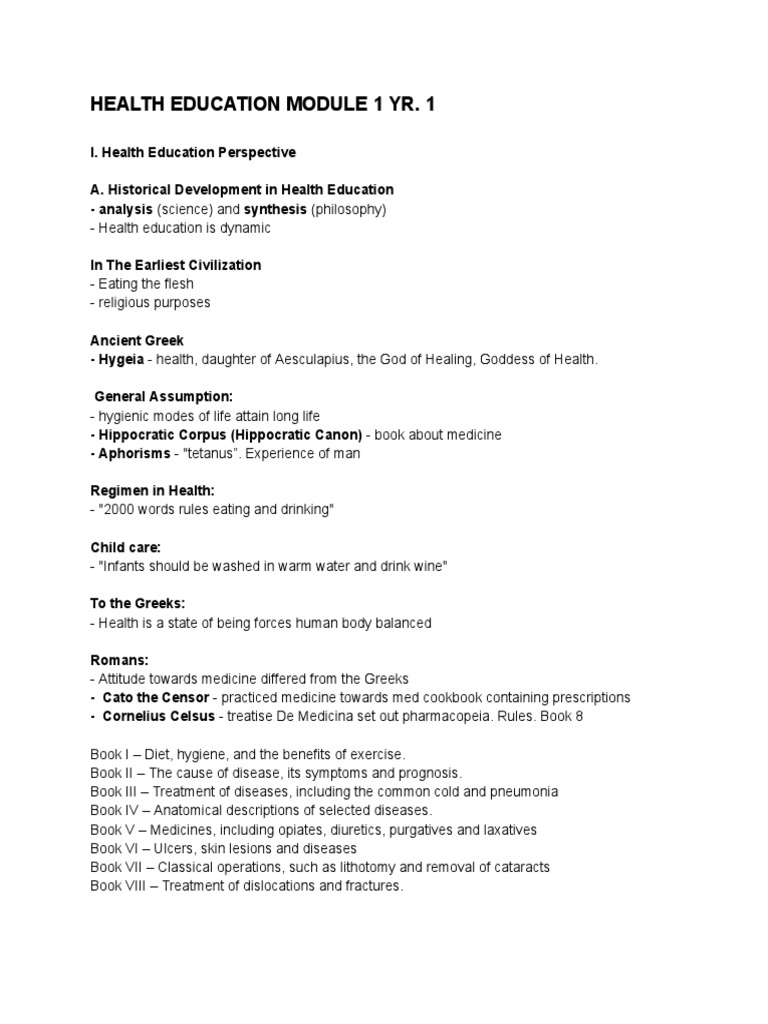 Health Education Module 1 Yr | PDF | Health Equity | Quality Of Life