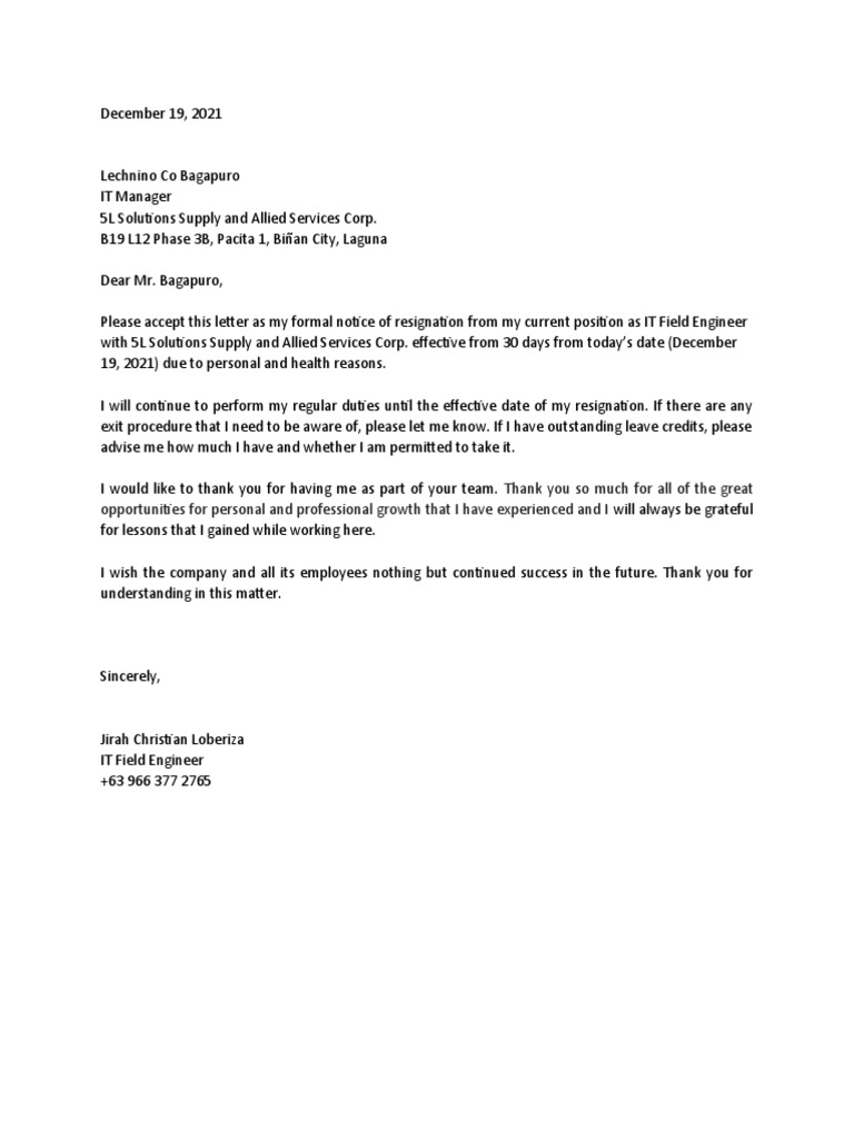 Resignation-Letter Sample | PDF