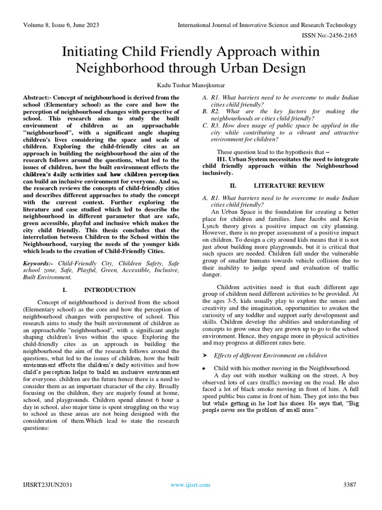 Initiating Child Friendly Approach Within Neighborhood Through Urban ...