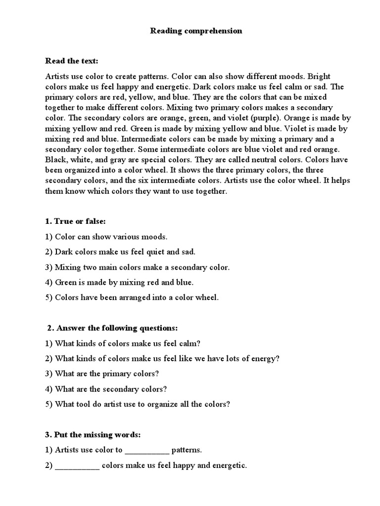 Reading Comprehension | PDF