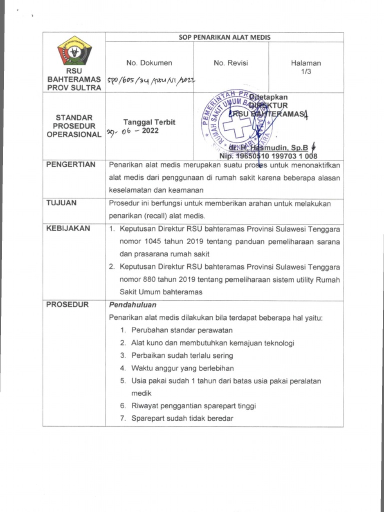 B .3 SOP Penarikan ALKES | PDF
