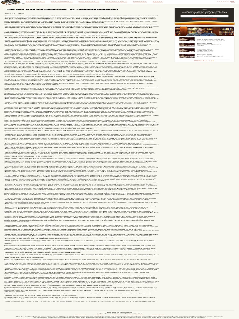 "The Man With The Muck-Rake" by Theodore Roosevelt - The Art of ...