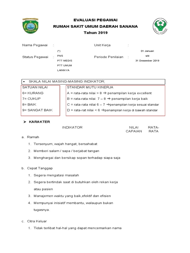 Form EVALUASI PEGAWAI | PDF