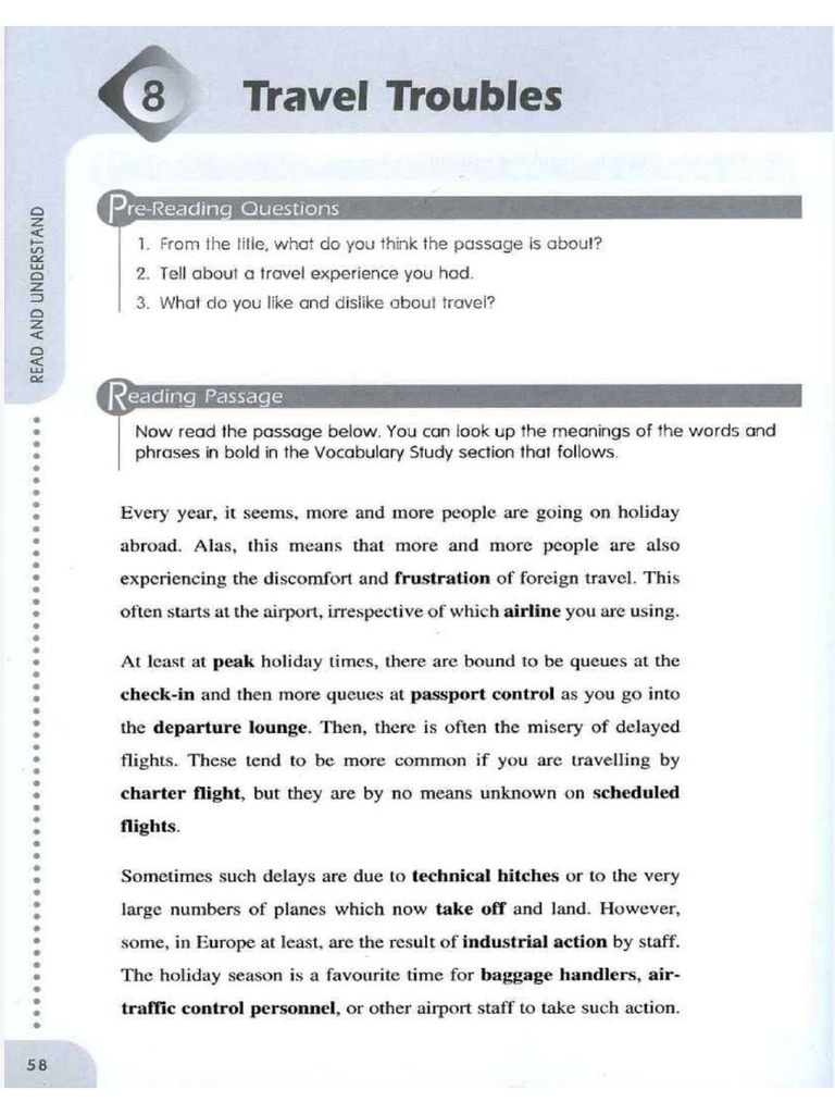 Travel Trouble - Reading Comprehension | PDF