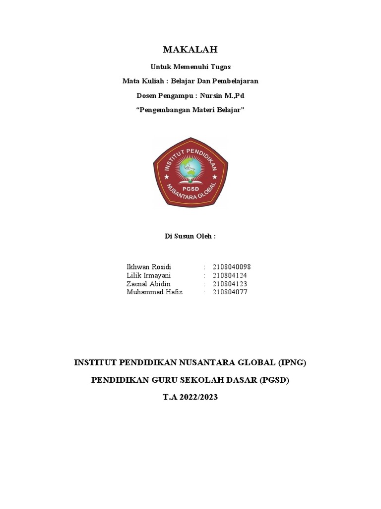 MAKALAH. Belajar Dan Pembelajaran | PDF MAKALAH. Belajar Dan Pembelajaran | PDF