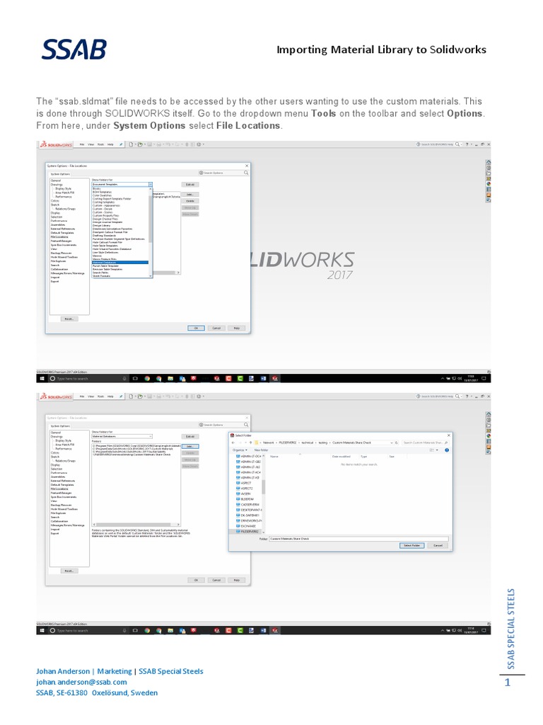 Installing The SSAB Material File in Solidworks | PDF
