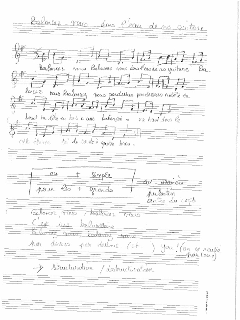 Balancez Vous Dans L'eau de Ma Guitare Et You (Balancés Av Arr ...