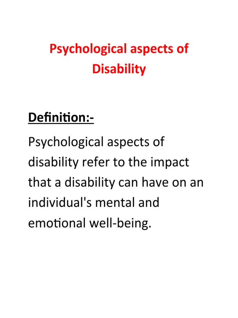Psychological Aspects of Disability | PDF | Mental Health | Disability