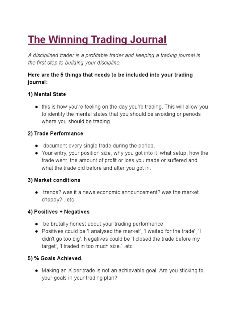 The Winning Trading Journal Template | PDF