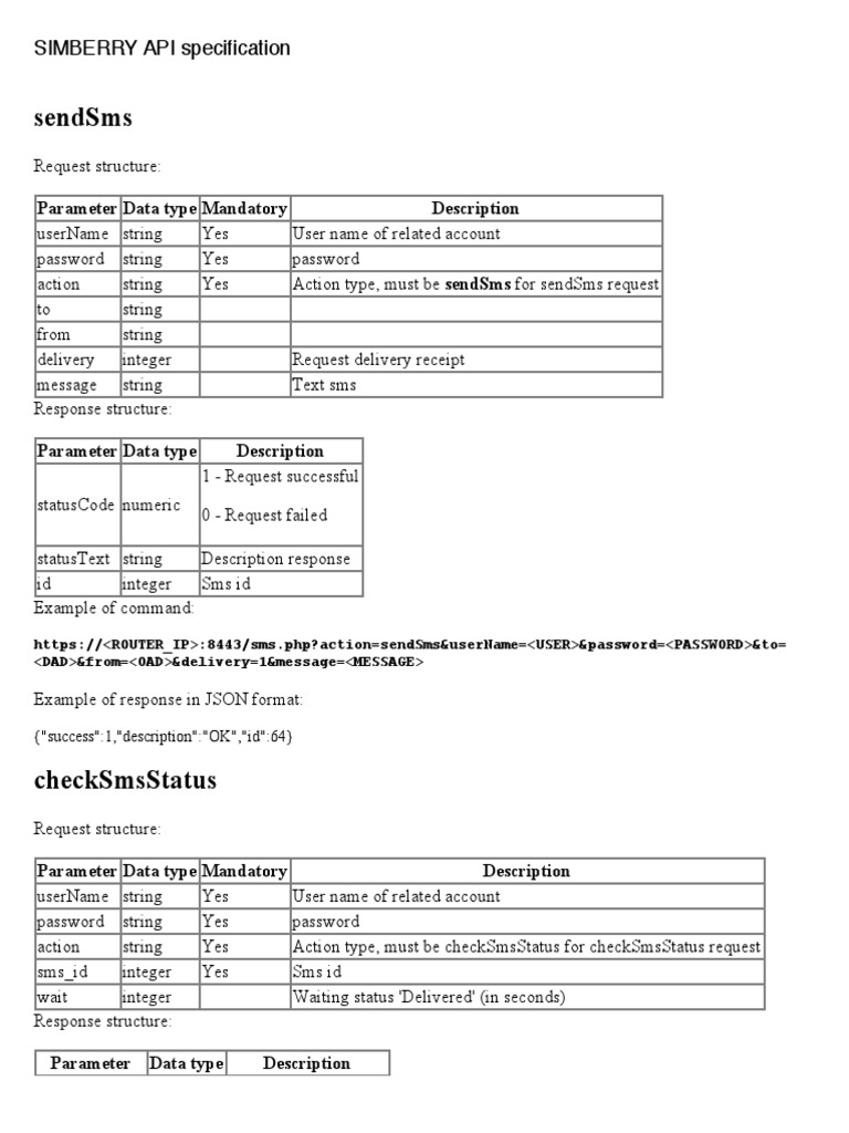 Simberry API | PDF | User (Computing) | Json