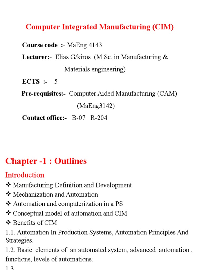 CH 1 CIM Introduction | PDF | Automation | System